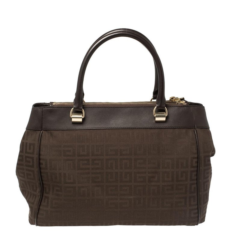 Givenchy Chocolate Brown Monogram Canvas and Leather Double Zip Tote at ...