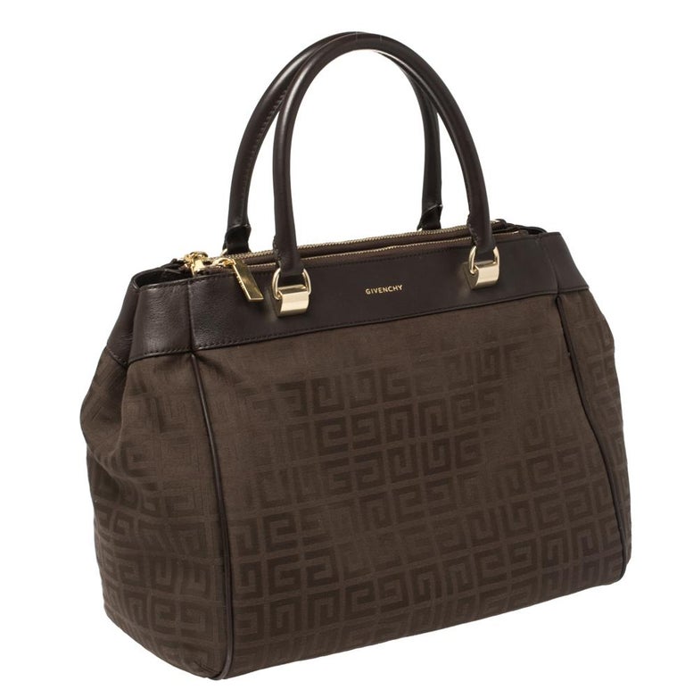 Givenchy Chocolate Brown Monogram Canvas and Leather Double Zip Tote at ...