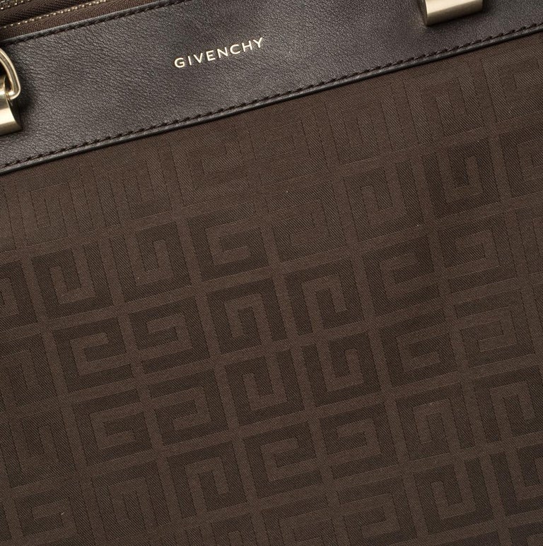 Givenchy Chocolate Brown Monogram Canvas and Leather Double Zip Tote at ...