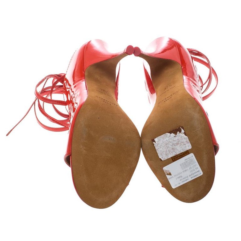 Givenchy Coral Red Patent Leather Lace Up Backless Mule Sandals Size 37 ...