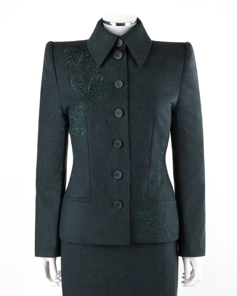 GIVENCHY Couture A/W 1998 ALEXANDER McQUEEN Dark Green Tailored Blazer ...