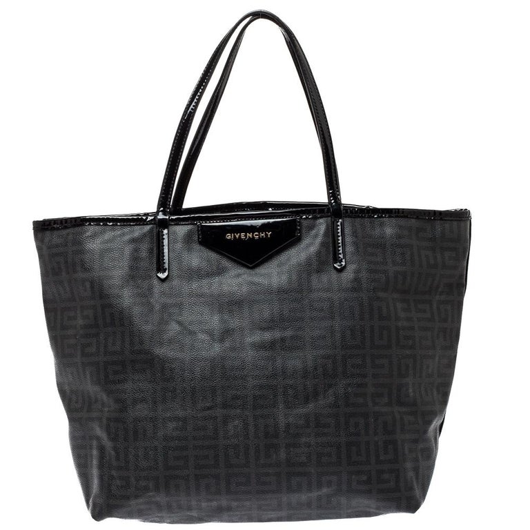 Givenchy Dark Grey/Black Coated Canvas Logo Print Antigona Shopper Tote ...