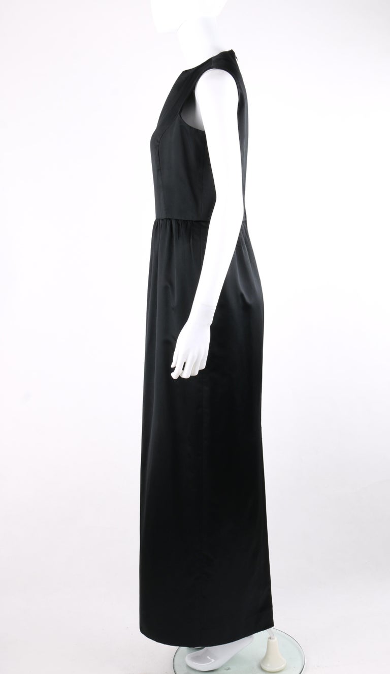 GIVENCHY Demi Couture c.1990's Black Silk Satin Maxi Evening Sheath ...