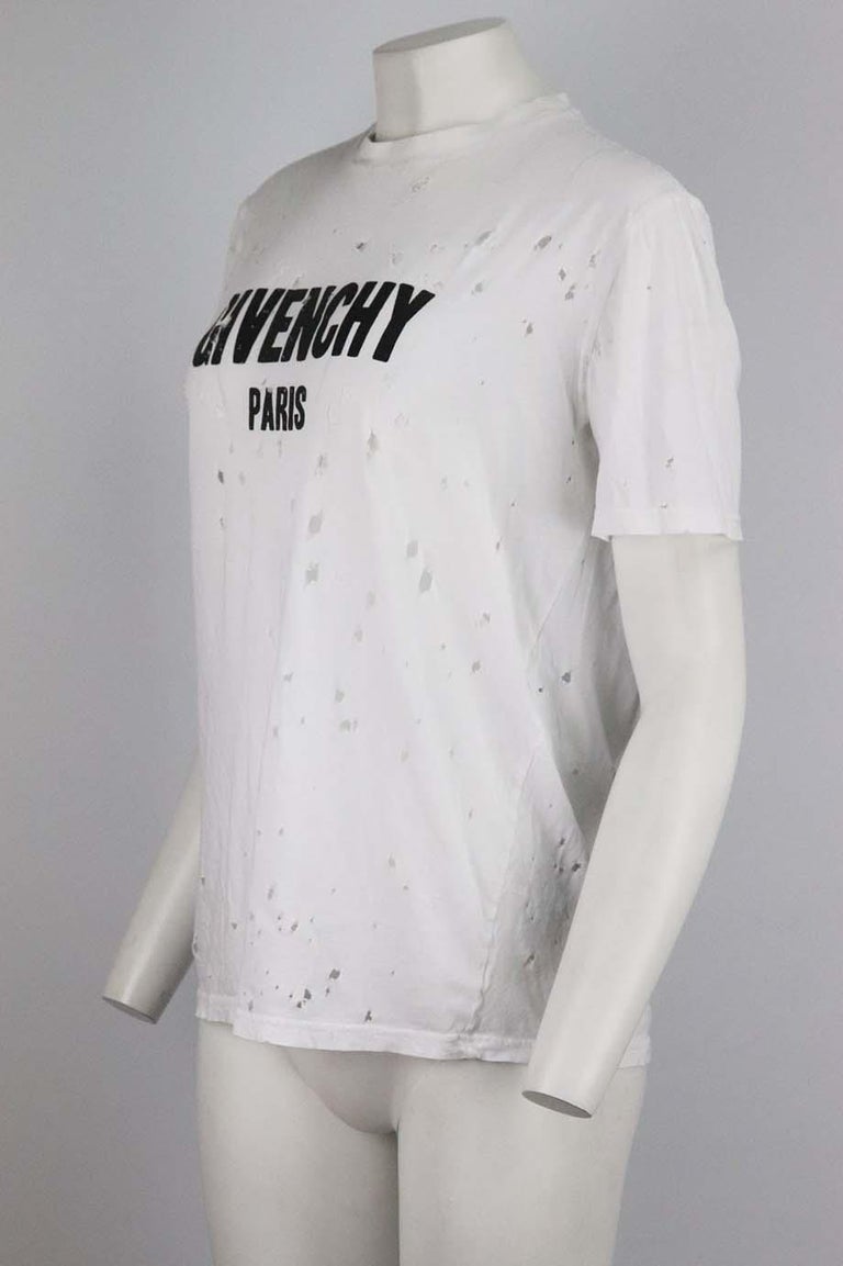 Givenchy Distressed Printed Cotton Jersey T-Shirt Xsmall For Sale at ...