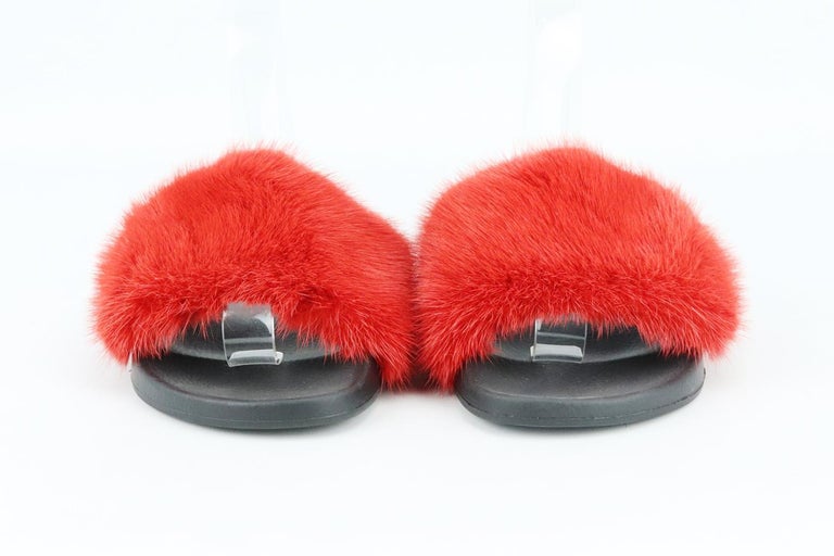 Givenchy Fur And Rubber Slides EU 38 UK 5 US 8 For Sale at 1stDibs