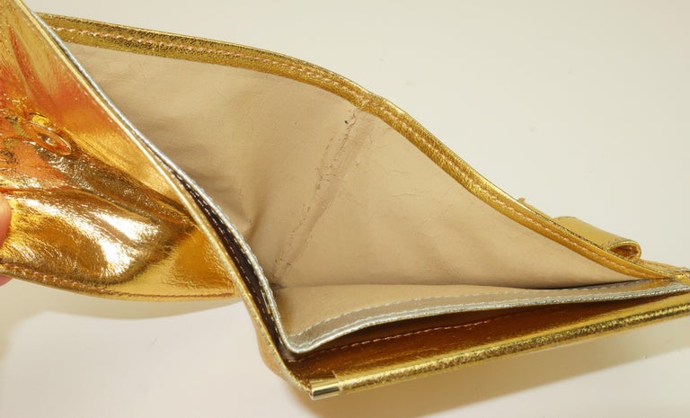 Givenchy Gold Leather Logo Evening Wallet, 1960's For Sale at 1stDibs
