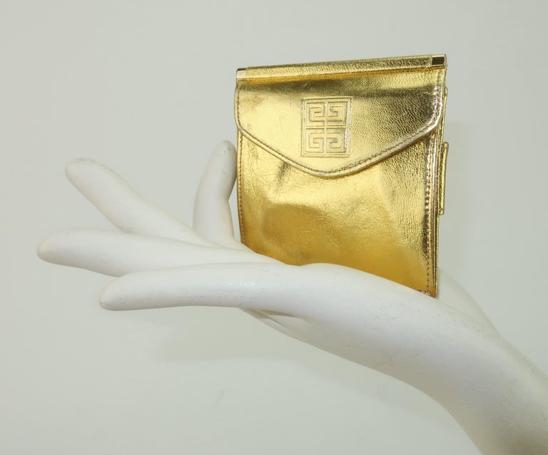 Givenchy Gold Leather Logo Evening Wallet, 1960's For Sale at 1stDibs
