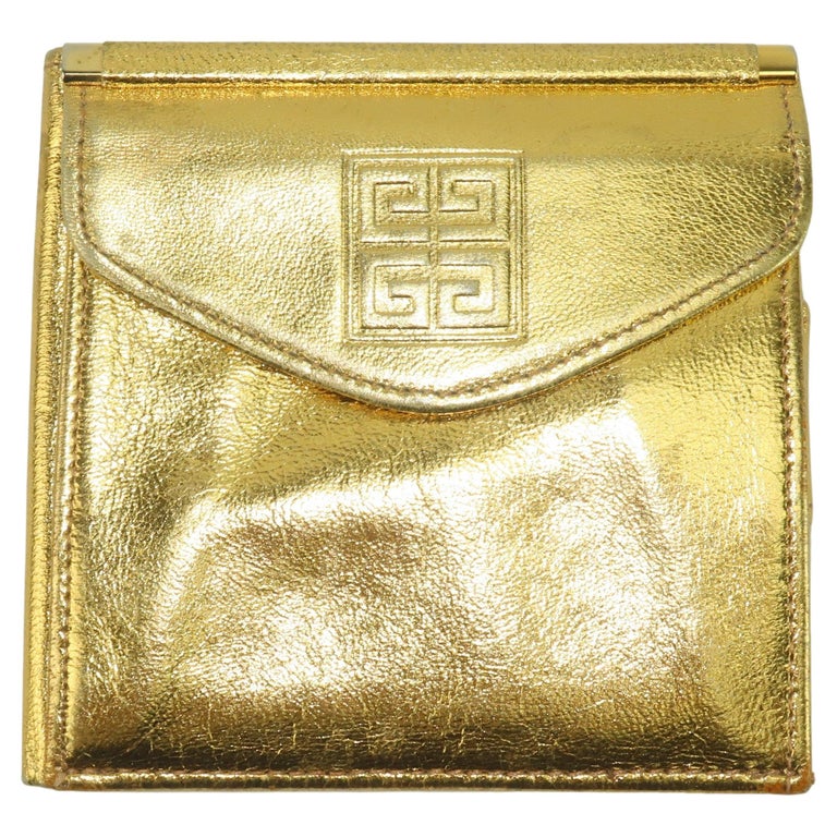 Givenchy Gold Leather Logo Evening Wallet, 1960's For Sale at 1stDibs