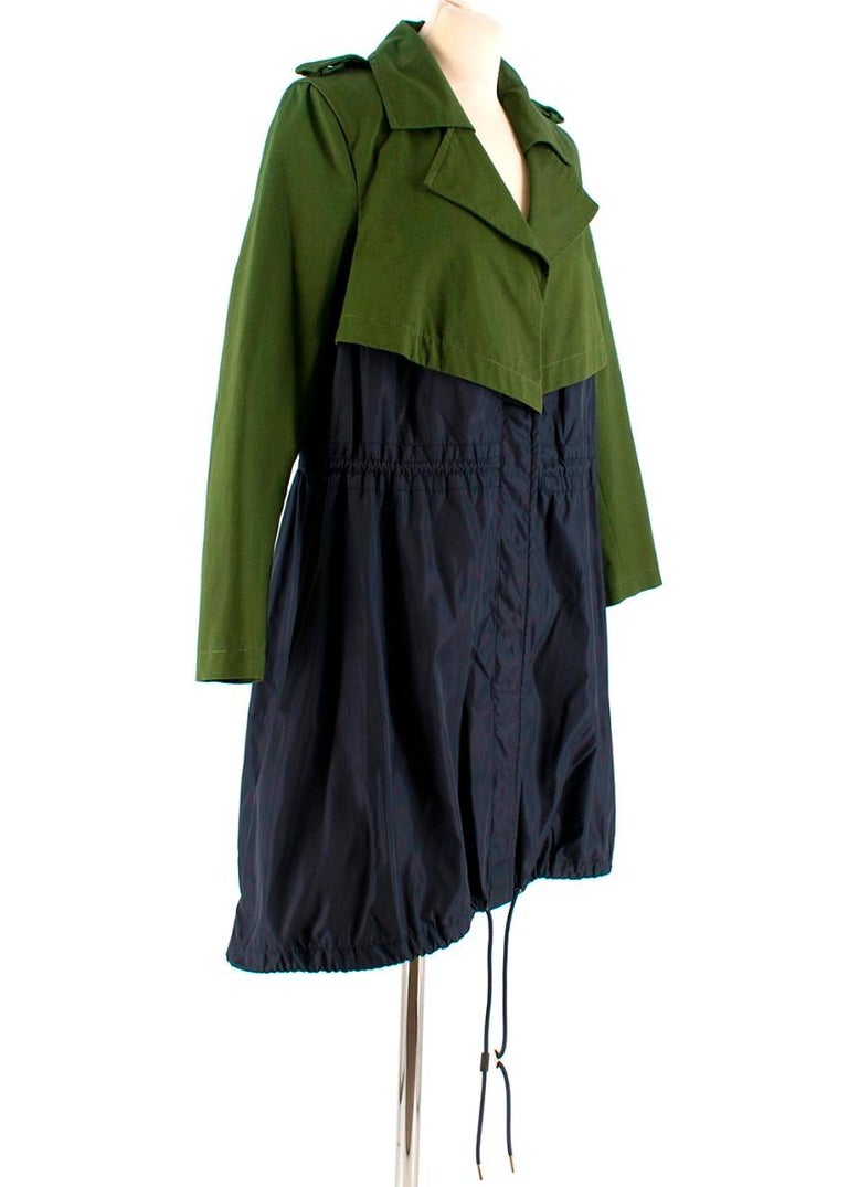 Givenchy Green and Blue Trench Raincoat - Size US 8 For Sale at 1stDibs