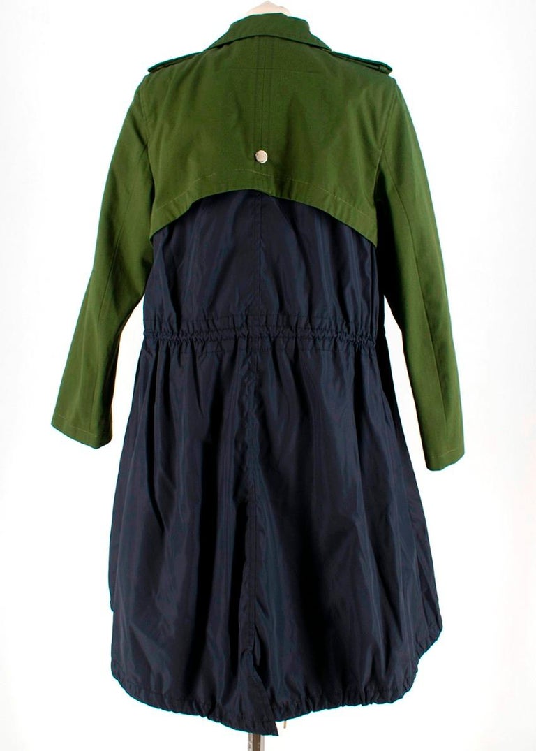 Givenchy Green and Blue Trench Raincoat - Size US 8 For Sale at 1stDibs