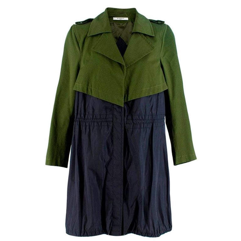 Givenchy Green and Blue Trench Raincoat - Size US 8 For Sale at 1stDibs