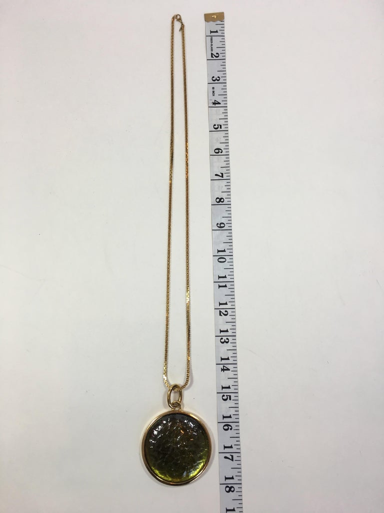 Givenchy Green Art Glass Pendant with Monet Box Chain For Sale at 1stDibs