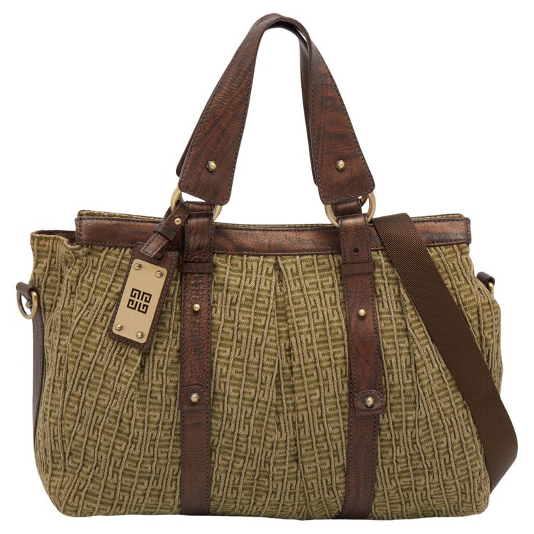 Givenchy Green/Brown Monogram Canvas and Leather Tote For Sale at 1stDibs