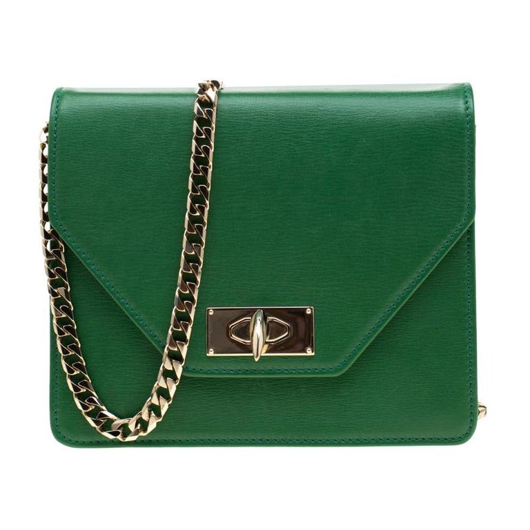 Givenchy Green Leather Shark Flap Crossbody Bag For Sale at 1stDibs