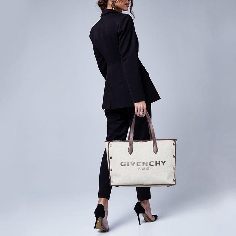 Givenchy Grey/Burgundy Canvas Logo Print Bond Tote at 1stDibs