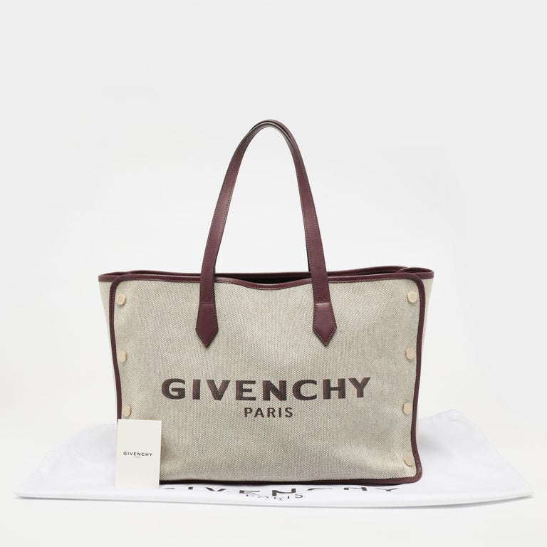 Givenchy Grey/Burgundy Canvas Logo Print Bond Tote at 1stDibs