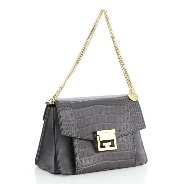 Givenchy GV3 Flap Bag Crocodile Embossed Leather Small at 1stDibs