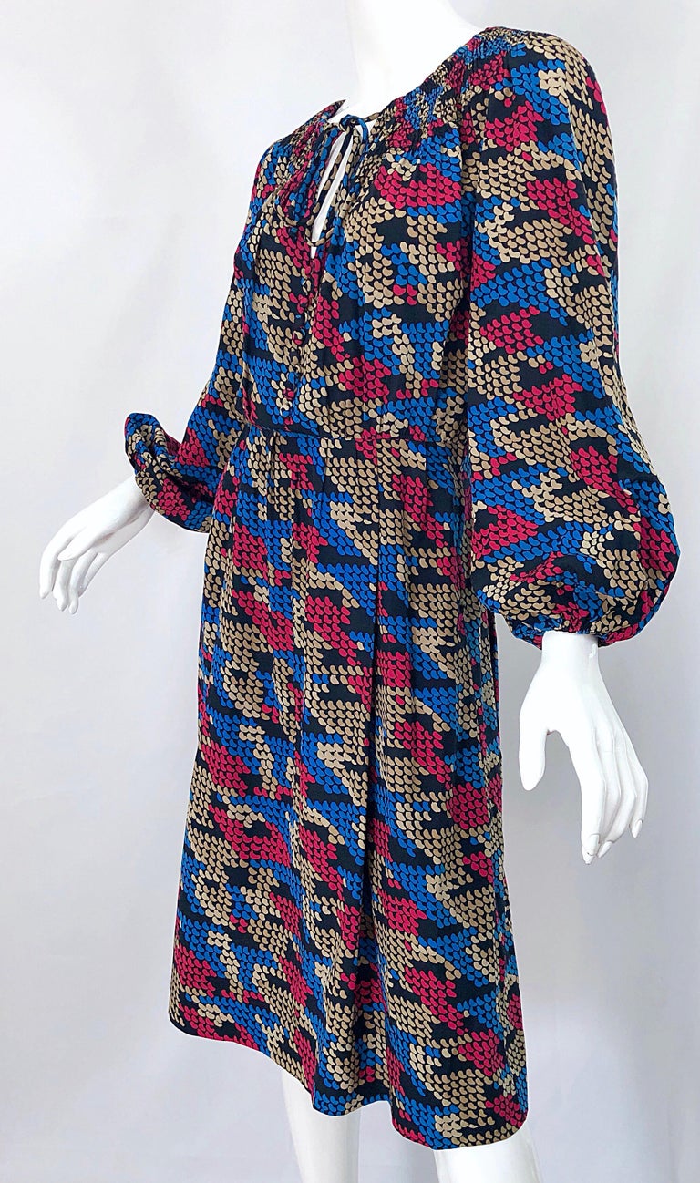 Givenchy Haute Couture 1970s Exaggerated Houndstooth Bishop Sleeve ...