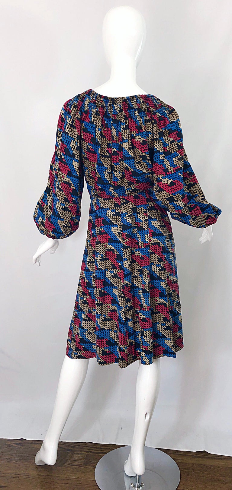Givenchy Haute Couture 1970s Exaggerated Houndstooth Bishop Sleeve ...
