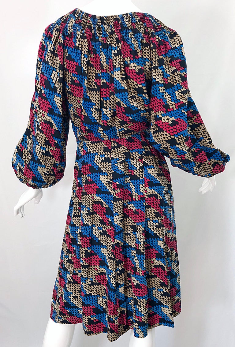 Givenchy Haute Couture 1970s Exaggerated Houndstooth Bishop Sleeve ...