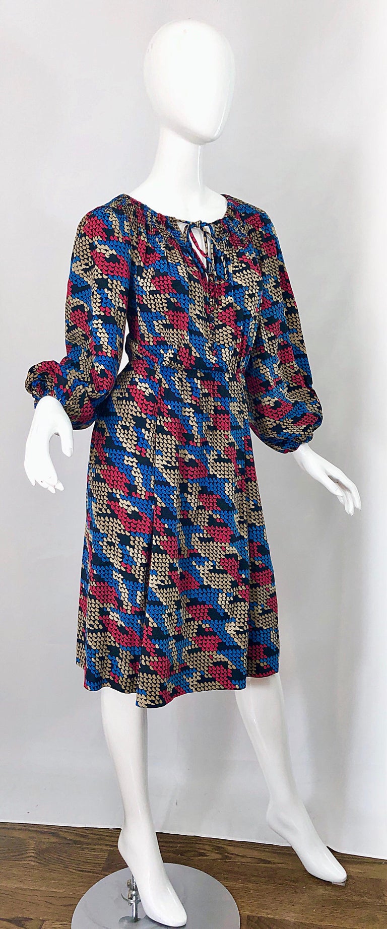 Givenchy Haute Couture 1970s Exaggerated Houndstooth Bishop Sleeve ...