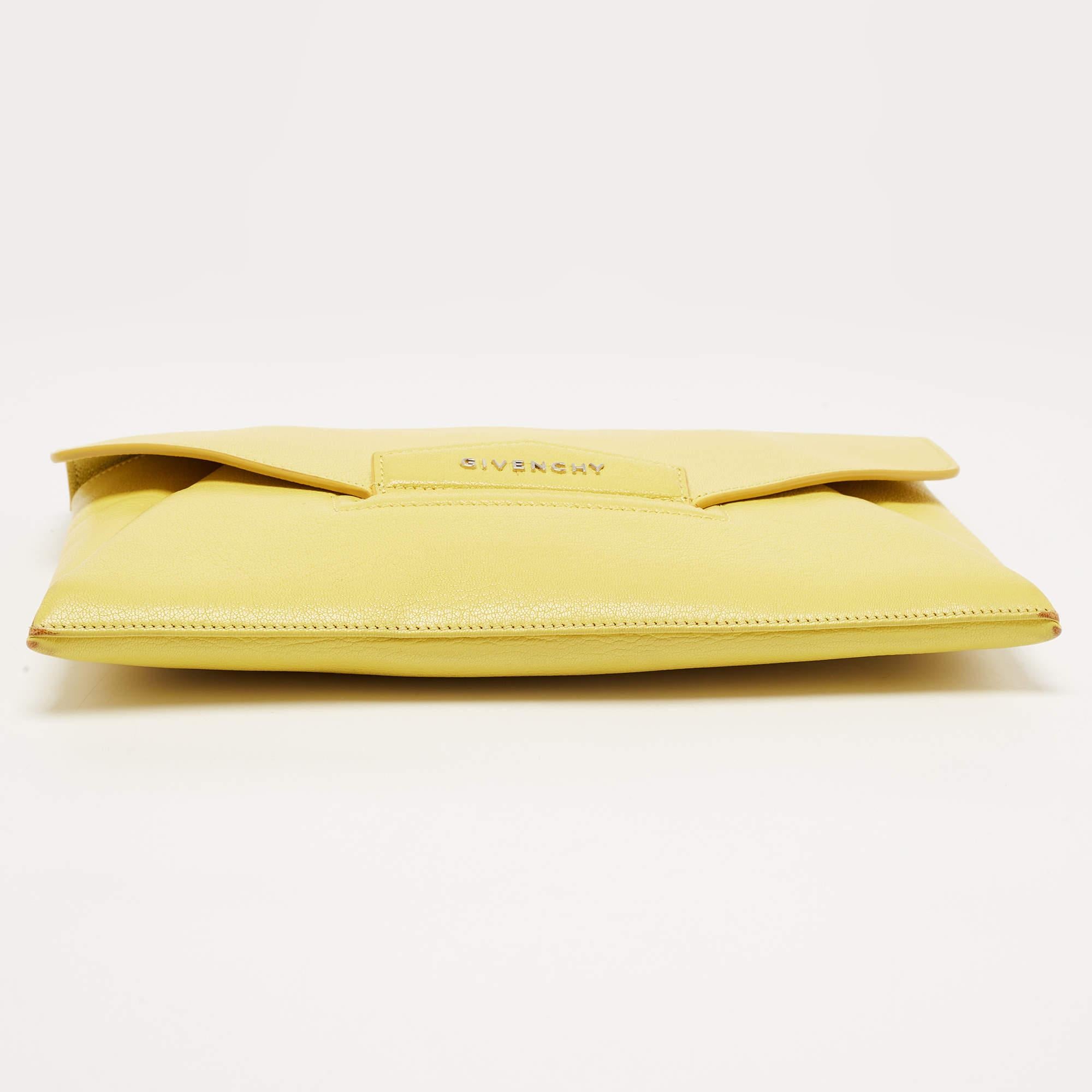 Givenchy Lemon Yellow Leather Medium Envelope Antigona Clutch For Sale ...