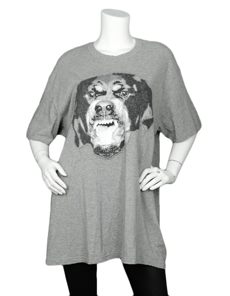 Givenchy Men's Grey Cuban Fit Rottweiler Printed Unisex T-Shirt sz XL ...