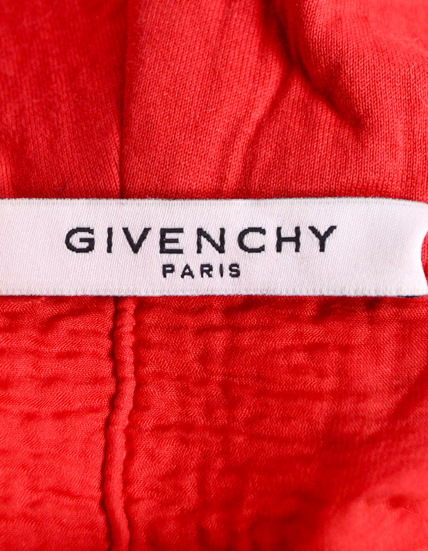Givenchy Men's Red Distressed Logo-Print Cotton Hoodie Sz XS For Sale ...