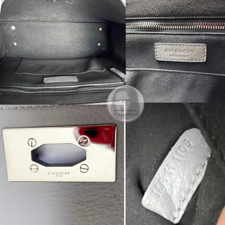 Givenchy Mini Shark Tooth Bag Satchel Top Handle Gray Leather SHW with ...