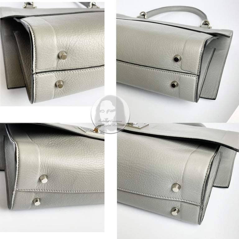 Givenchy Mini Shark Tooth Bag Satchel Top Handle Gray Leather SHW with ...