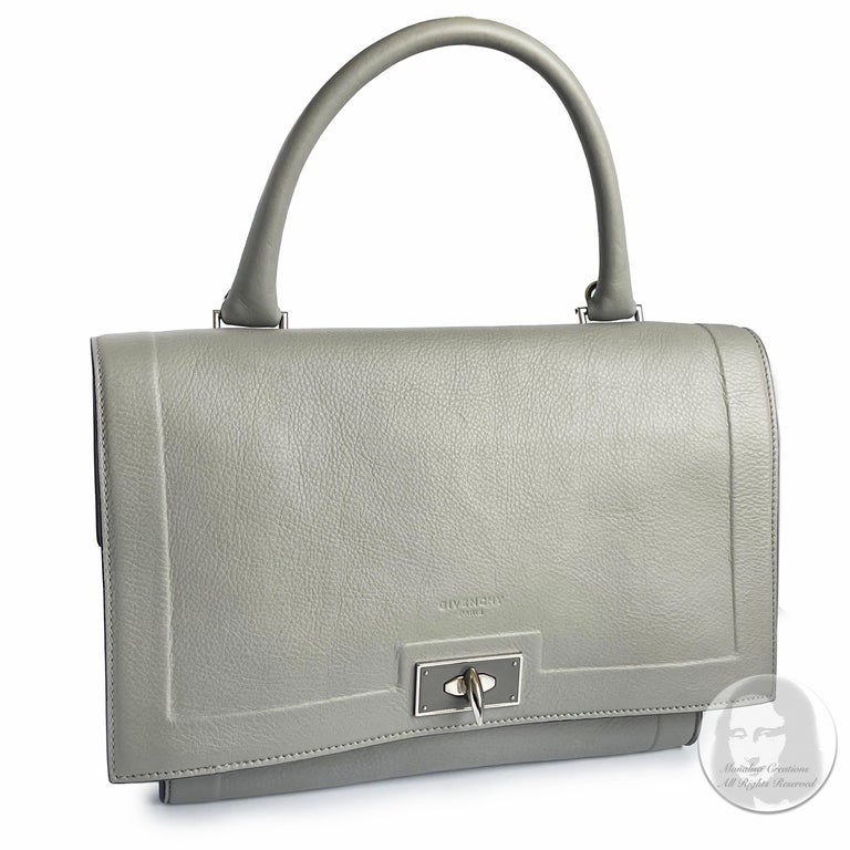 Givenchy Mini Shark Tooth Bag Satchel Top Handle Gray Leather SHW with ...