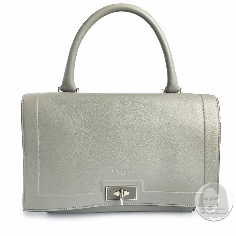 Givenchy Mini Shark Tooth Bag Satchel Top Handle Gray Leather SHW with ...