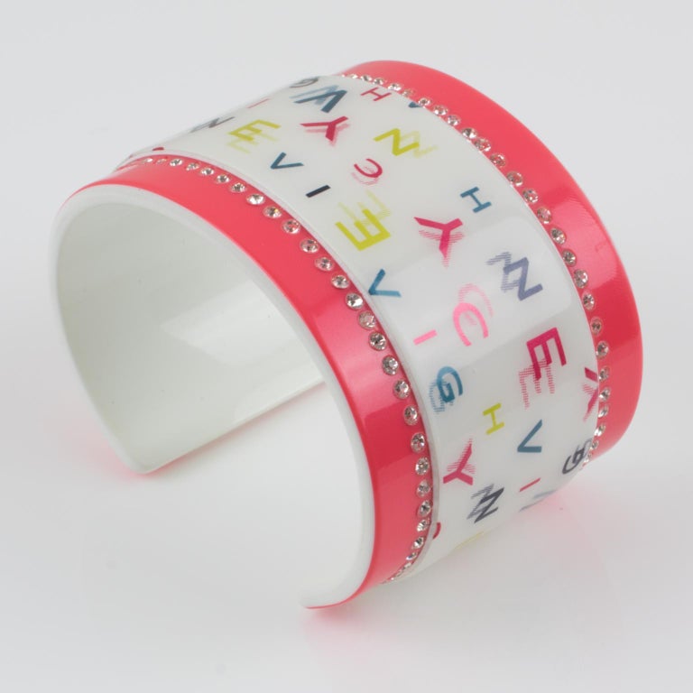 Givenchy Multicolor and Pink Jeweled Resin Cuff Bracelet For Sale at ...