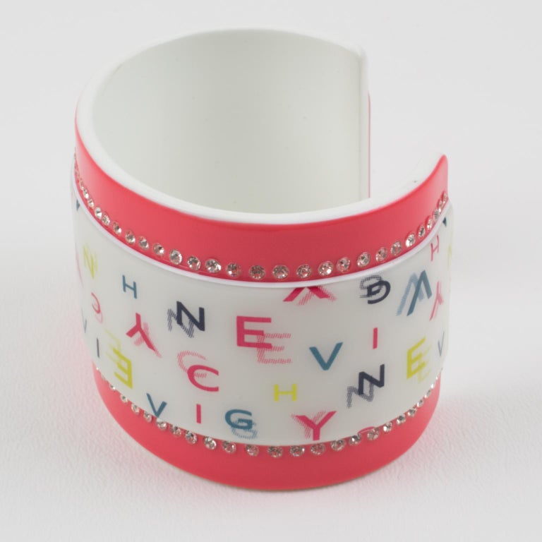 Givenchy Multicolor and Pink Jeweled Resin Cuff Bracelet For Sale at ...
