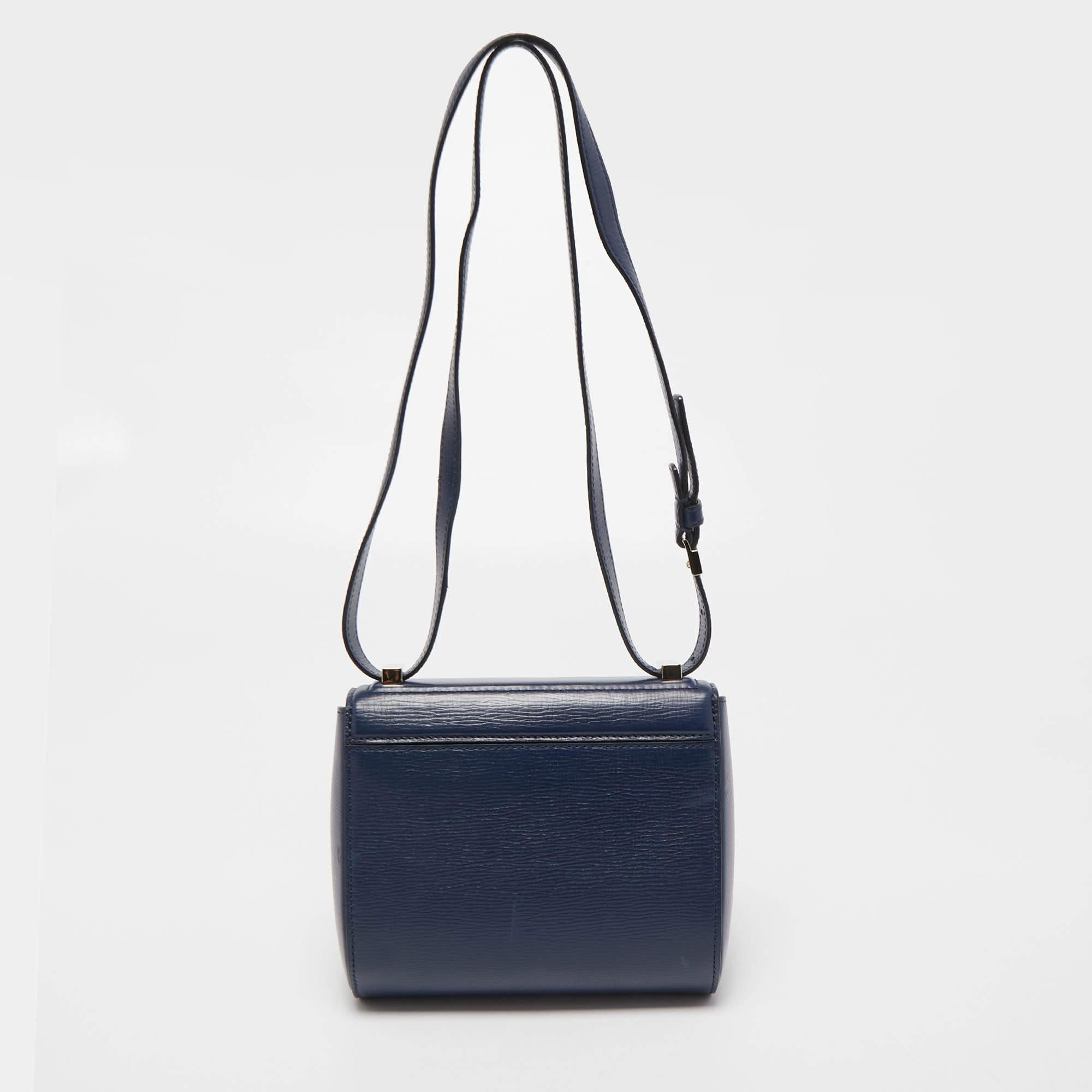 Givenchy Navy Blue Leather Mini Pandora Box Crossbody Bag For Sale at ...