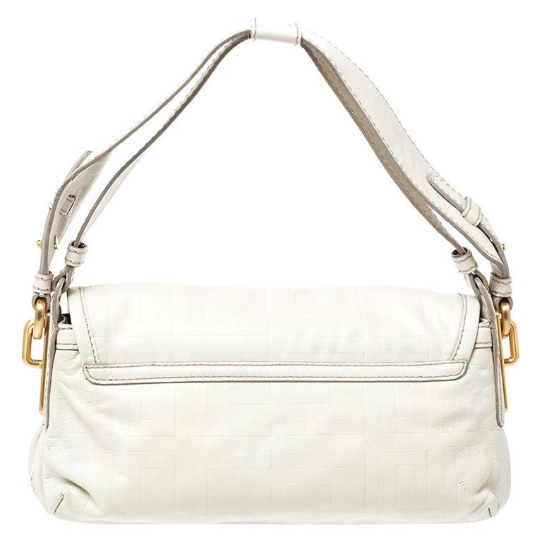 Givenchy Off White Logo Embossed Leather Flap Shoulder Bag at 1stDibs