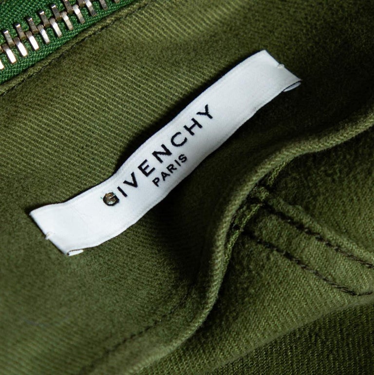 Givenchy Olive Green Cotton Detachable Collar Single Breasted Jacket M ...