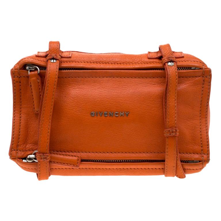 Givenchy Orange Leather Mini Pandora Crossbody Bag For Sale at 1stDibs
