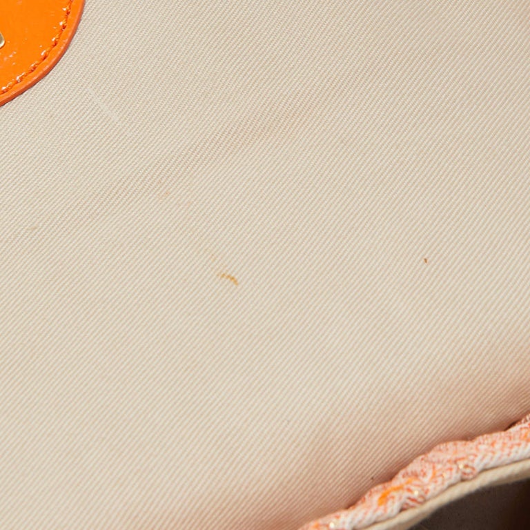 Givenchy Orange Logo Jacquard Pleated Fabric and Patent Leather Hobo ...