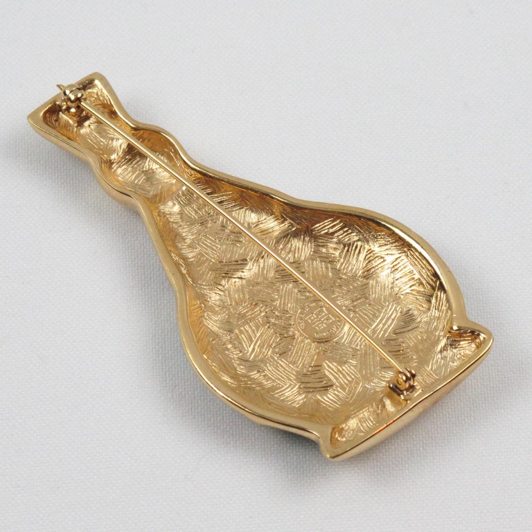 Givenchy Pin Brooch Gilt Metal with Green and Purple Enamel For Sale at ...