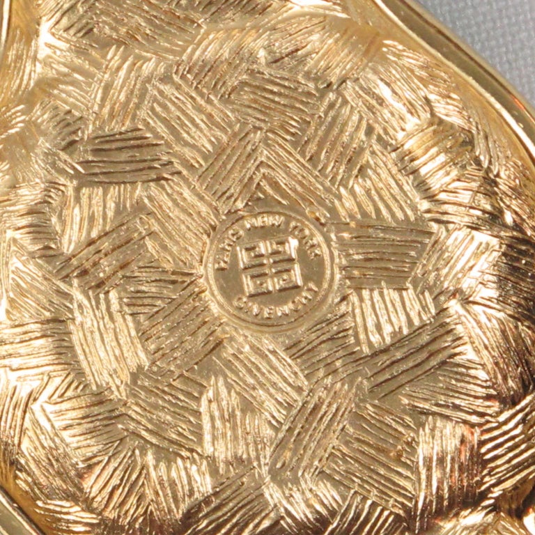 Givenchy Pin Brooch Gilt Metal with Green and Purple Enamel For Sale at ...