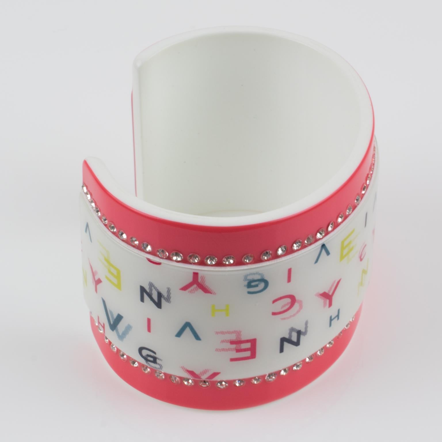 Givenchy Pink and Multicolor Logo Jeweled Resin Cuff Bracelet For Sale ...