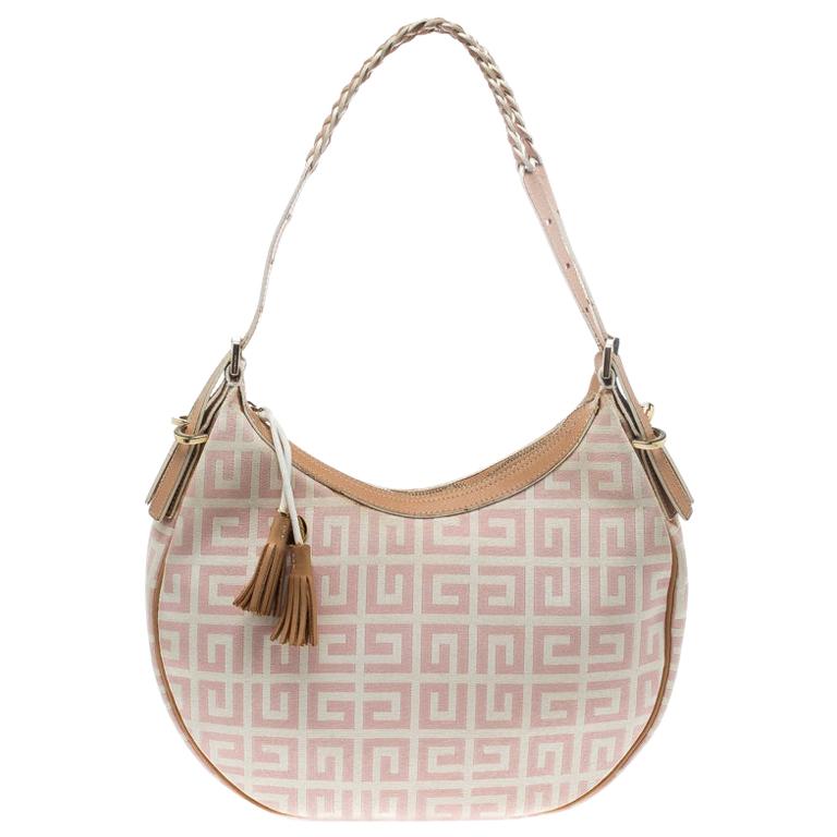 Givenchy Pink/Beige Signature Canvas and Leather Hobo For Sale at 1stDibs