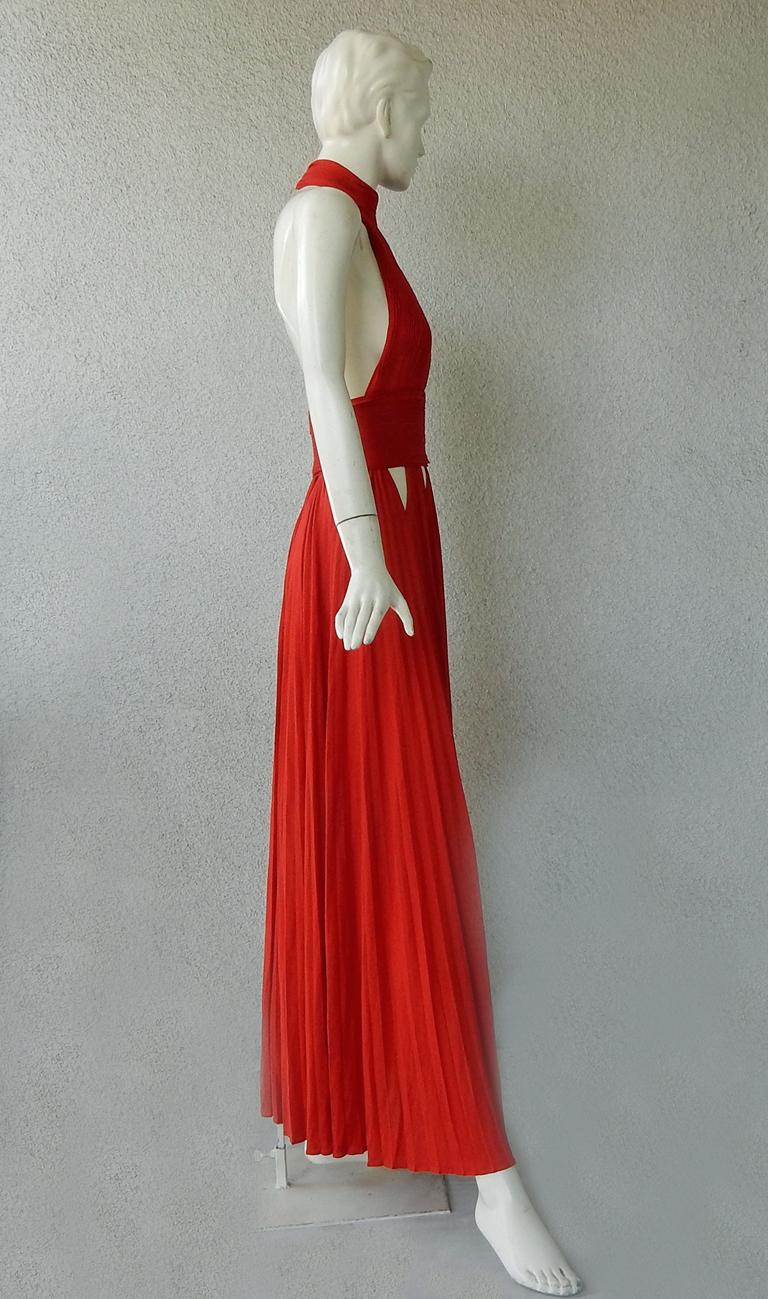 Givenchy Red Cut-out Plisse Jersey Maxi Dress Gown NWT For Sale at ...