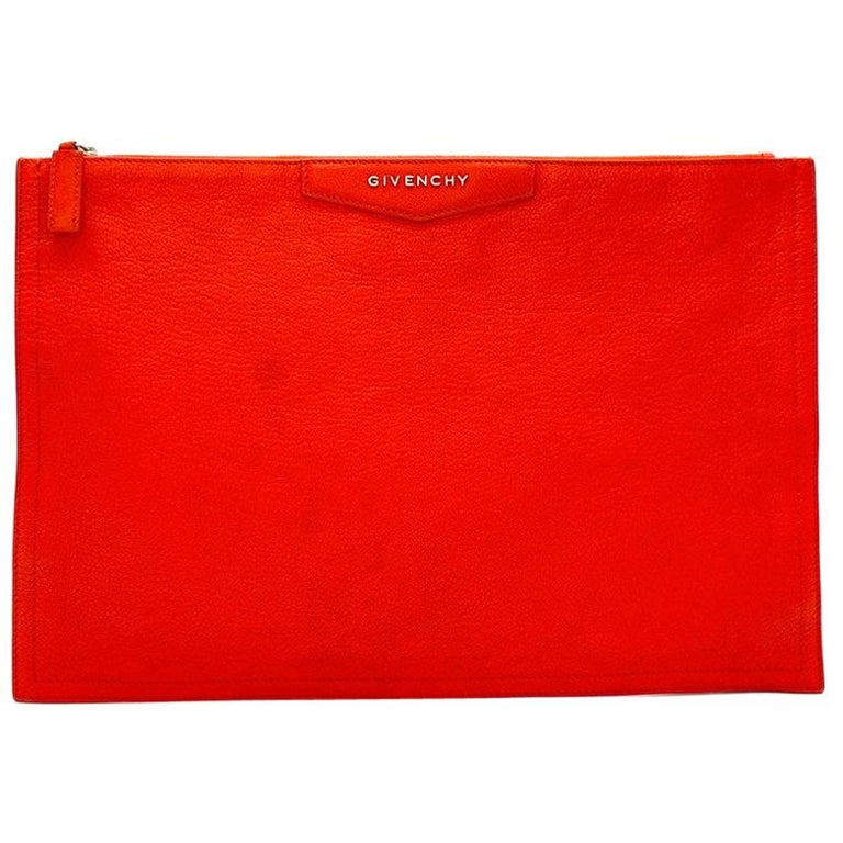 Givenchy Red Goatskin Zip Pouch at 1stDibs