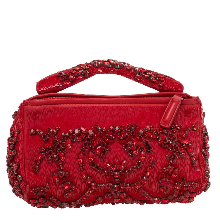 Givenchy Red Sequin Crystal Embellished Top Handle Bag at 1stDibs