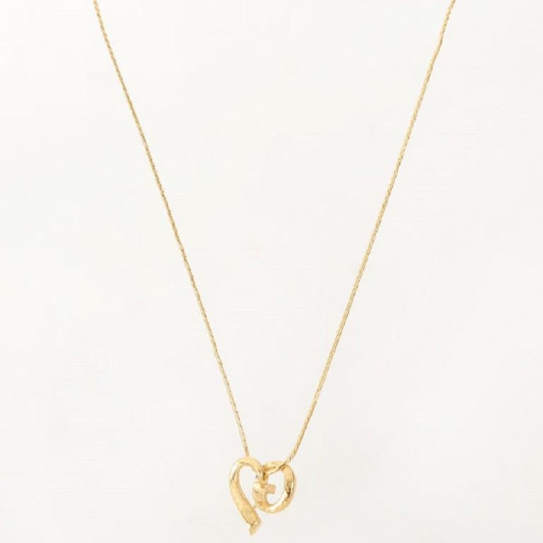 Givenchy Rhinestone Logo Plate Heart Motif Necklace For Sale at 1stDibs
