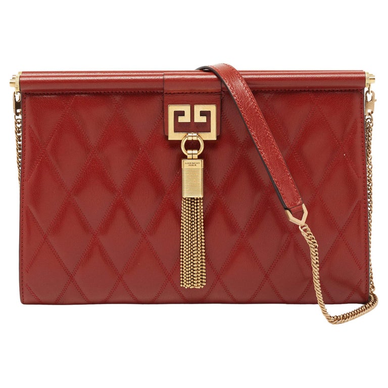 Givenchy Rust Red Quilted Leather Medium Gem Shoulder Bag For Sale at 1stDibs