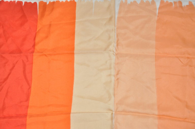 Givenchy Shades of "Tangerine and Coral Brush Strokes" Silk Scarf For ...