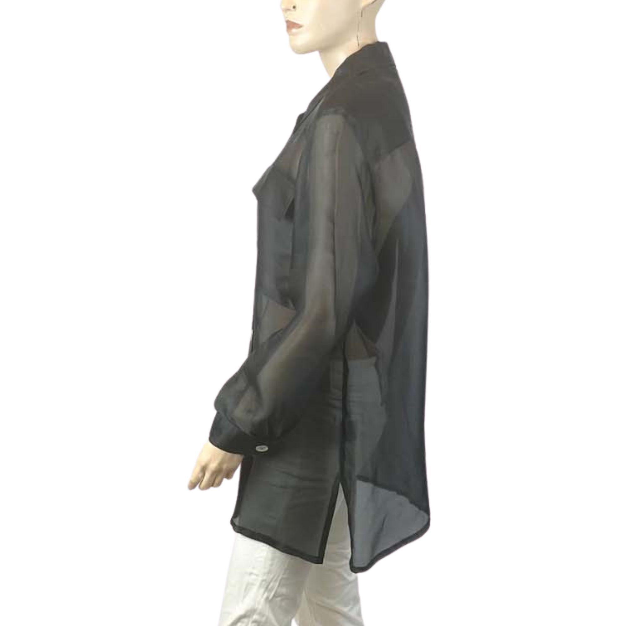 Givenchy Silk Sheer Button Up Blouse - US10W For Sale at 1stDibs